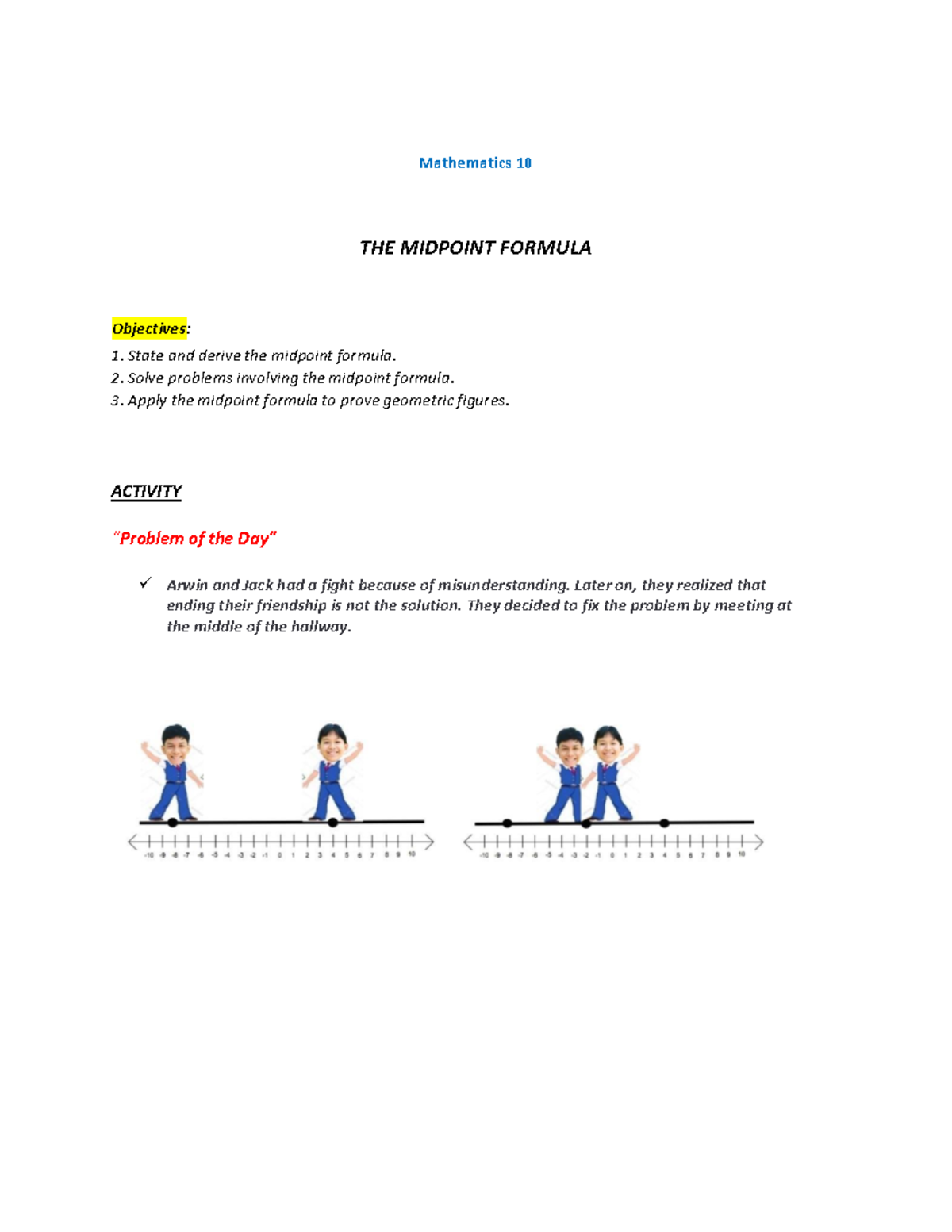 Math10-Midpoint Formula(word problems) - Mathematics 10 THE MIDPOINT ...