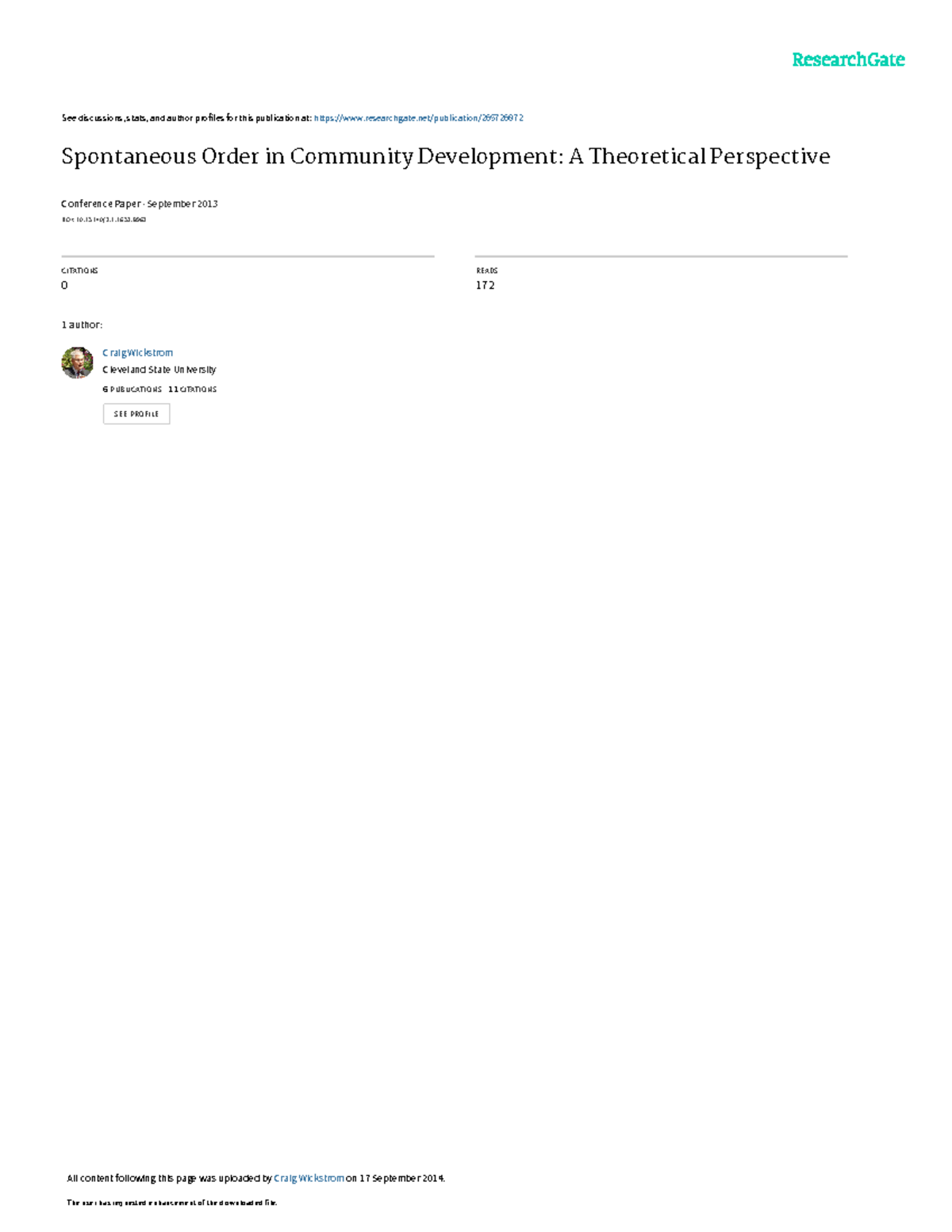 2013 Draft-Wickstrom-Spontaneous Order Community Development - See ...