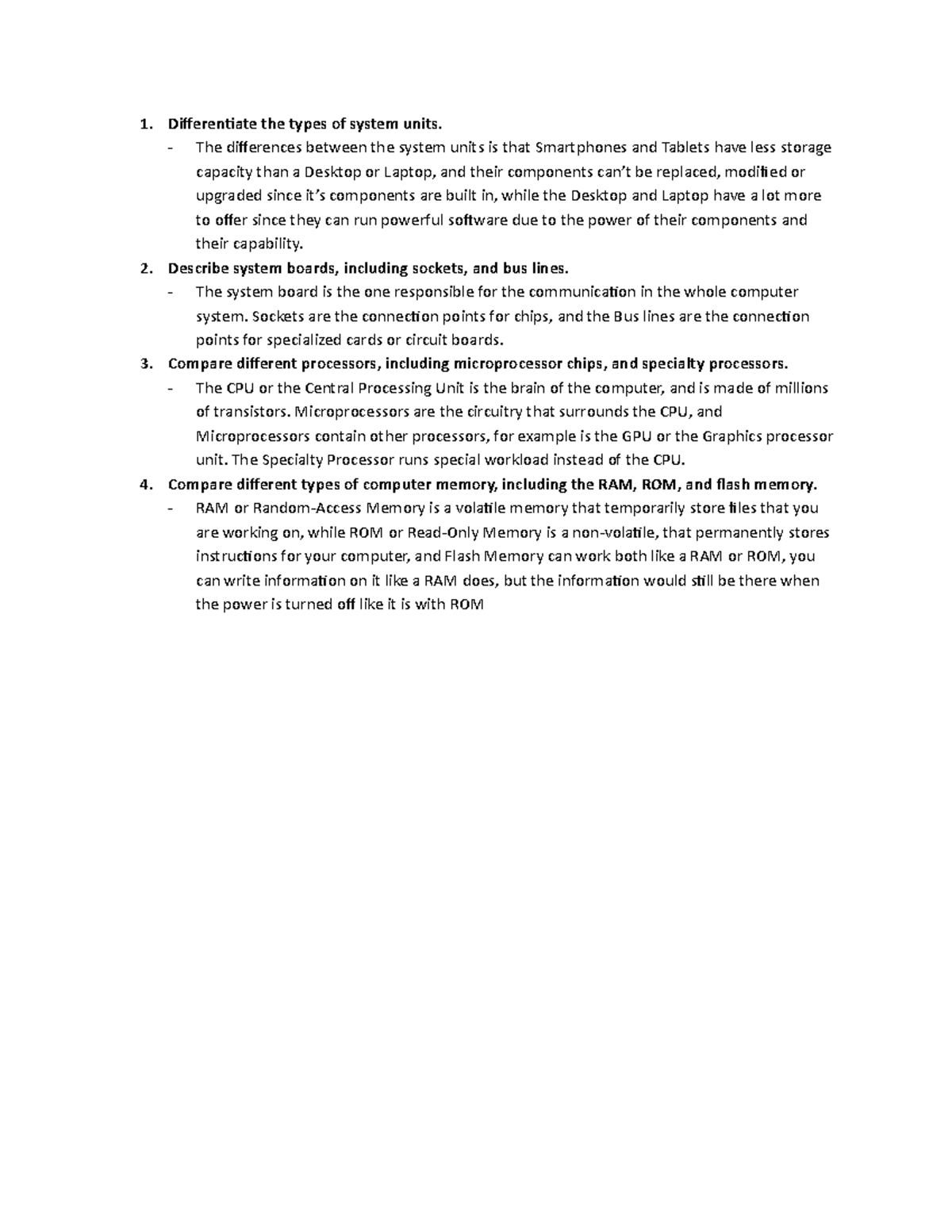 System Unit - Differentiate the types of system units. The differences ...