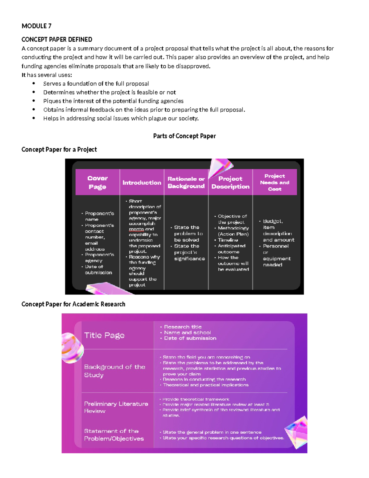 Module 7 EAPP - Answer - MODULE 7 CONCEPT PAPER DEFINED A concept paper ...