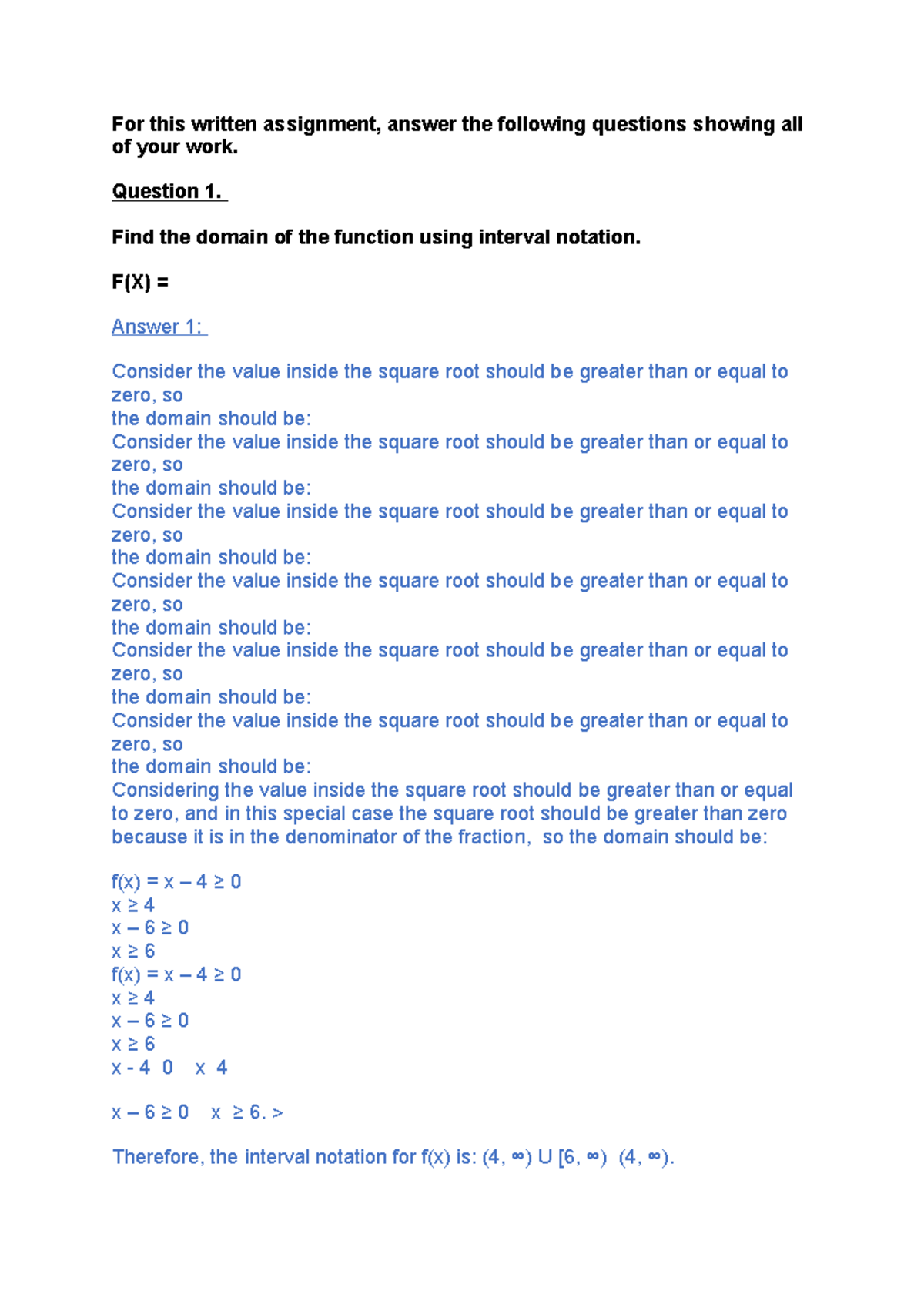 WA. unit 1 .math 1201 - Written assignment of unit 1 - For this written ...