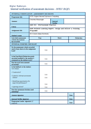 E163365 Programming Assignment - Higher Nationals Internal verification of assessment decisions ...