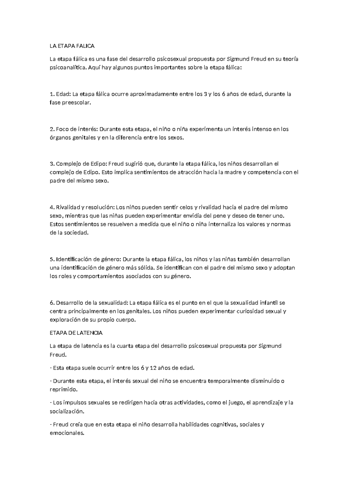 Etapas Psicosexual de Sigmund Freud - LA ETAPA FALICA La etapa fálica ...