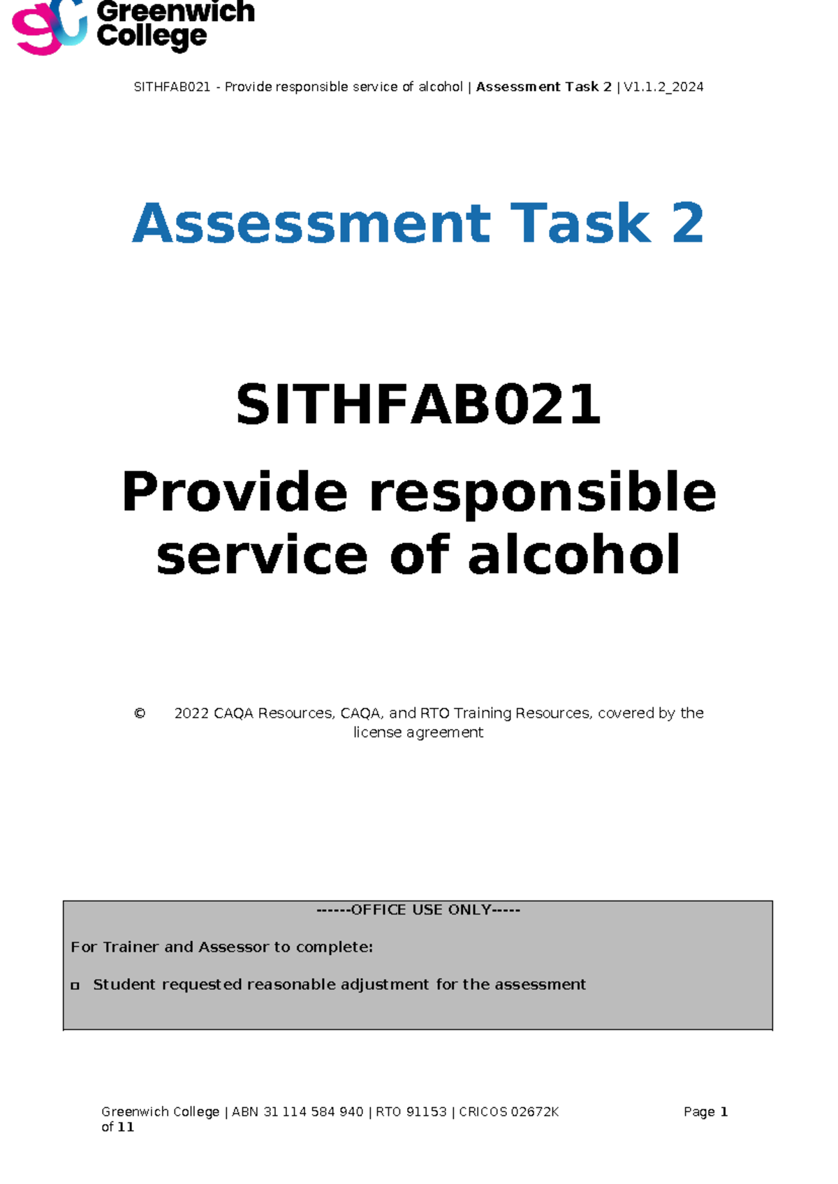 Sithfab 021 Assessment Task 2 V1 - Assessment Task 2 SITHFAB Provide ...