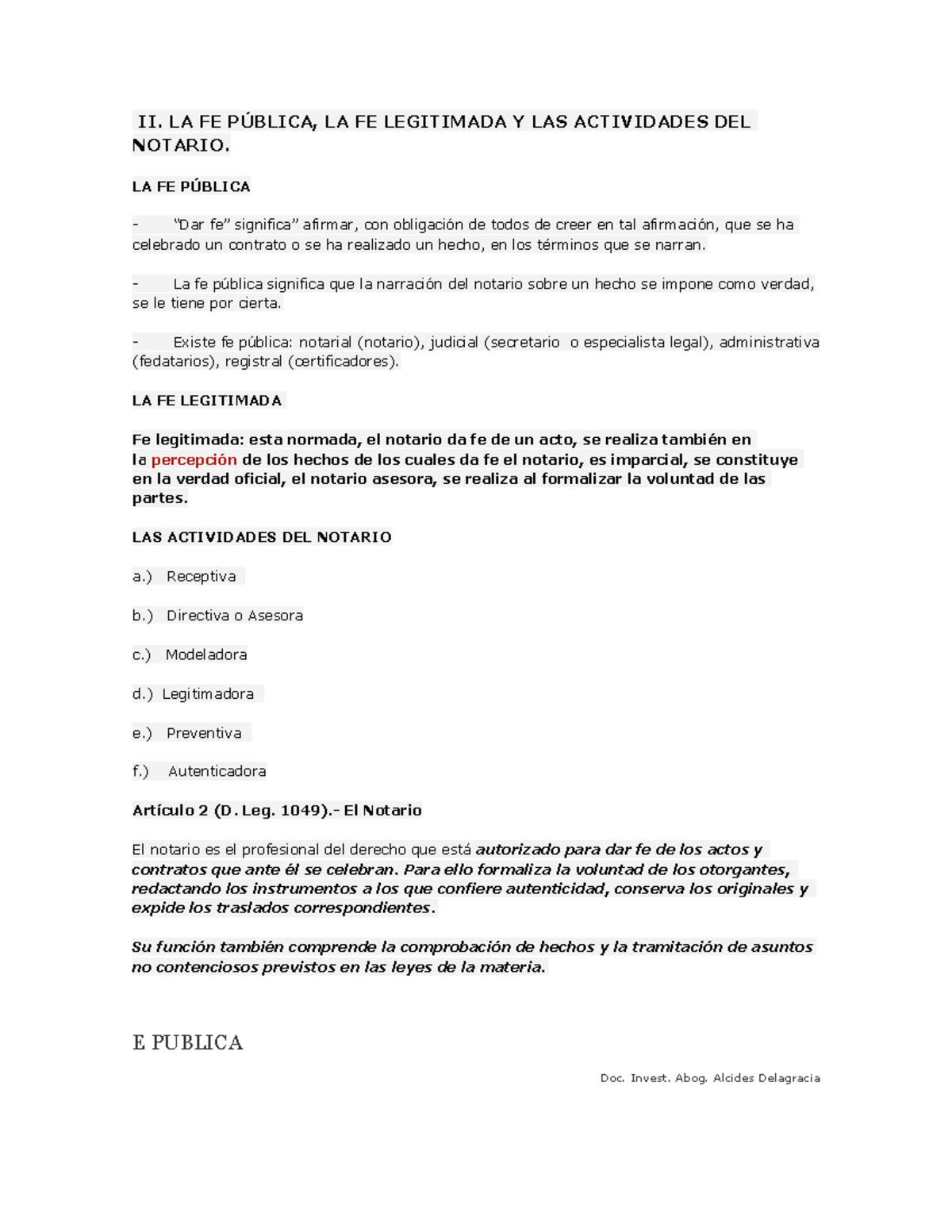 LA FE Publica Notarial - II. LA FE PÚBLICA, LA FE LEGITIMADA Y LAS ...