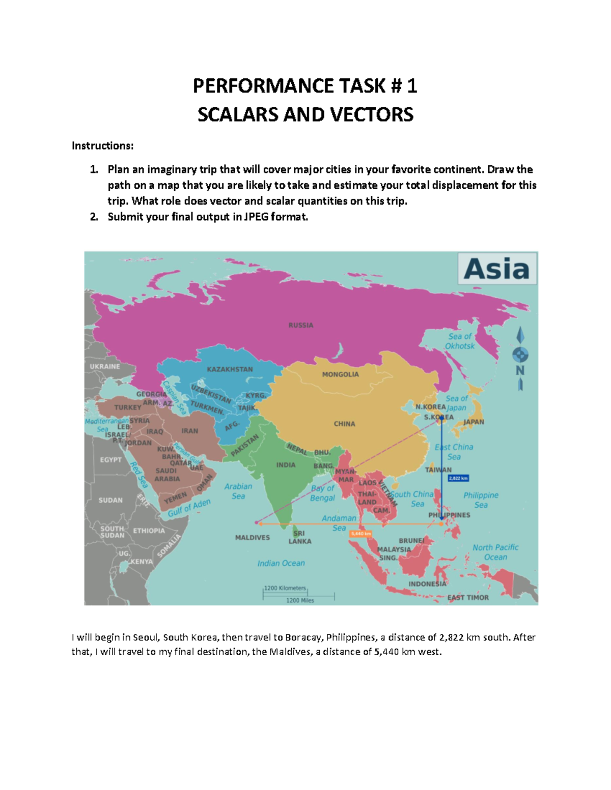 Performance TASK - peta - PERFORMANCE TASK # 1 SCALARS AND VECTORS Instructions: 1. Plan an ...