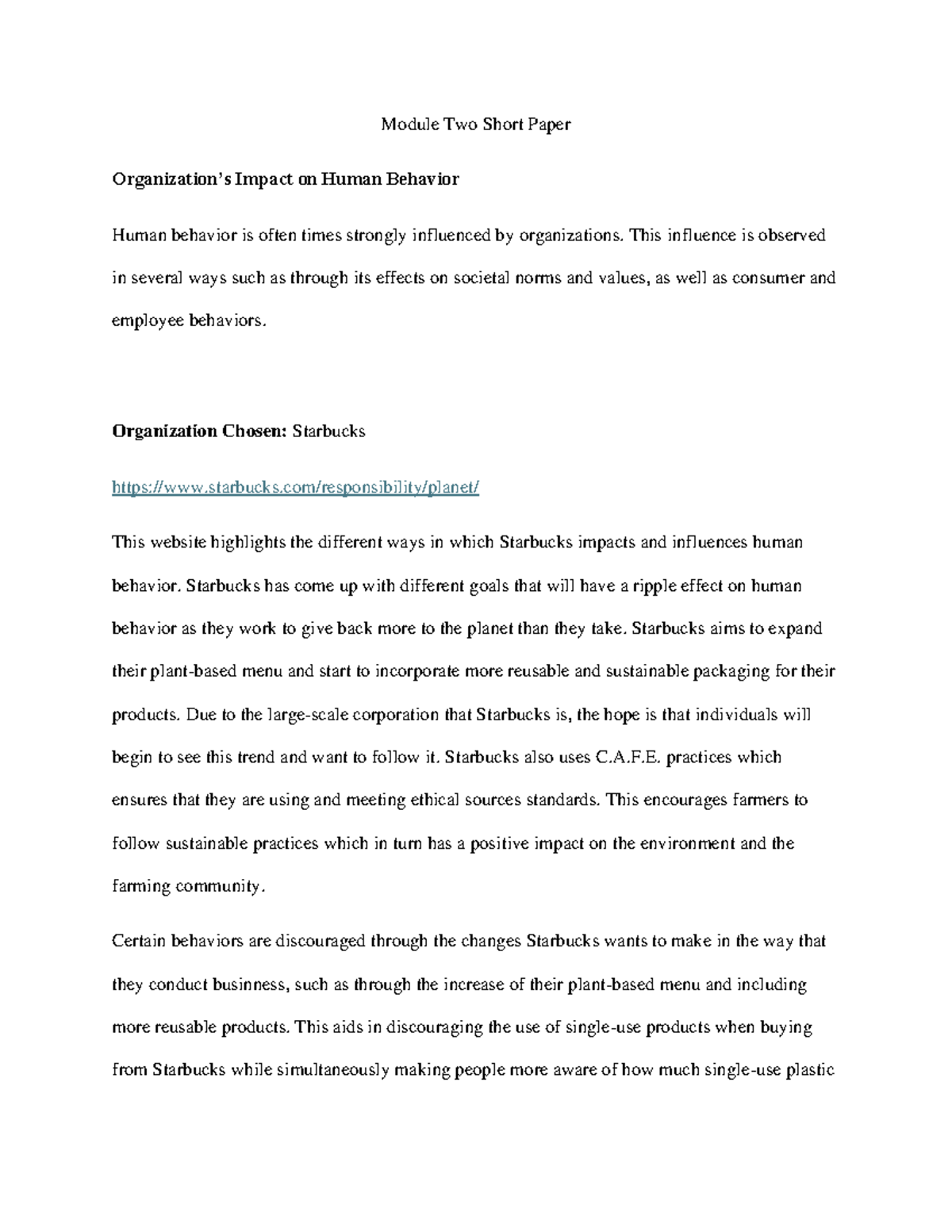 2-2 IDS 150 Short Paper - NOTES - Module Two Short Paper Organization’s ...