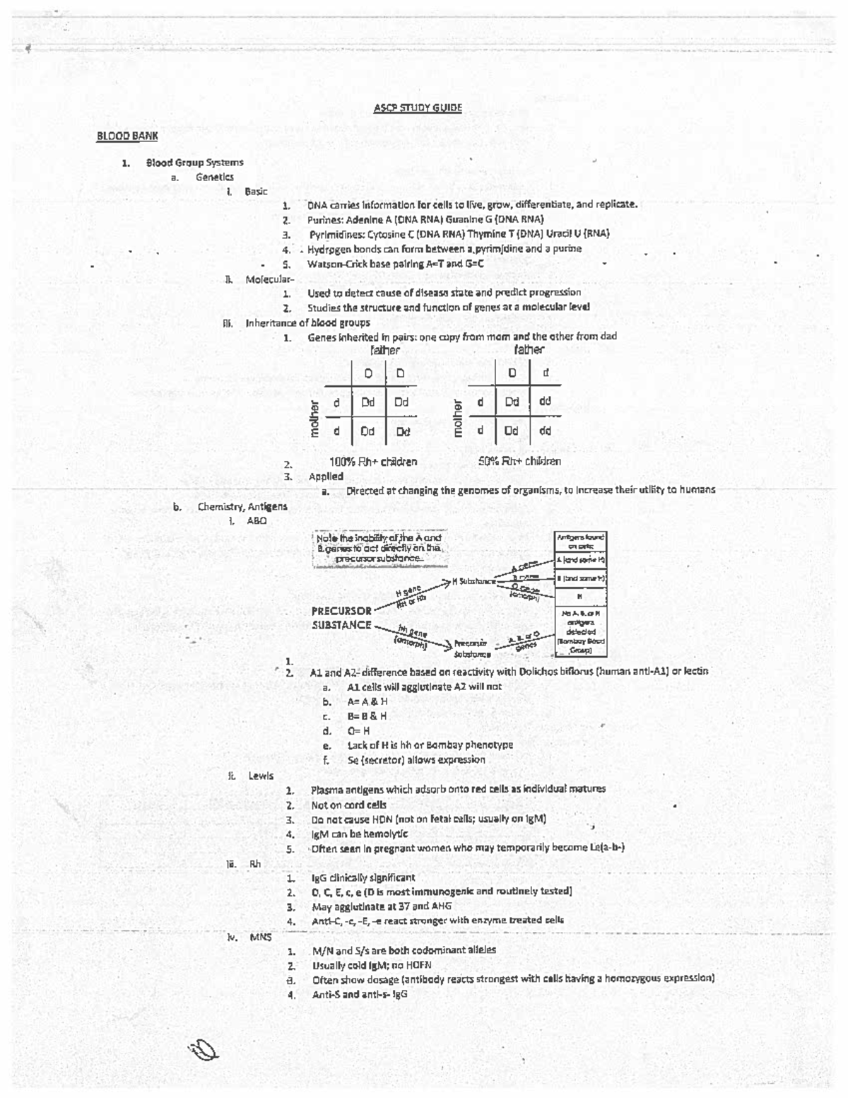 ASCP study guide packet - ASCP STUDY GUIDE BLOOD BANK 1. Blood Group ...