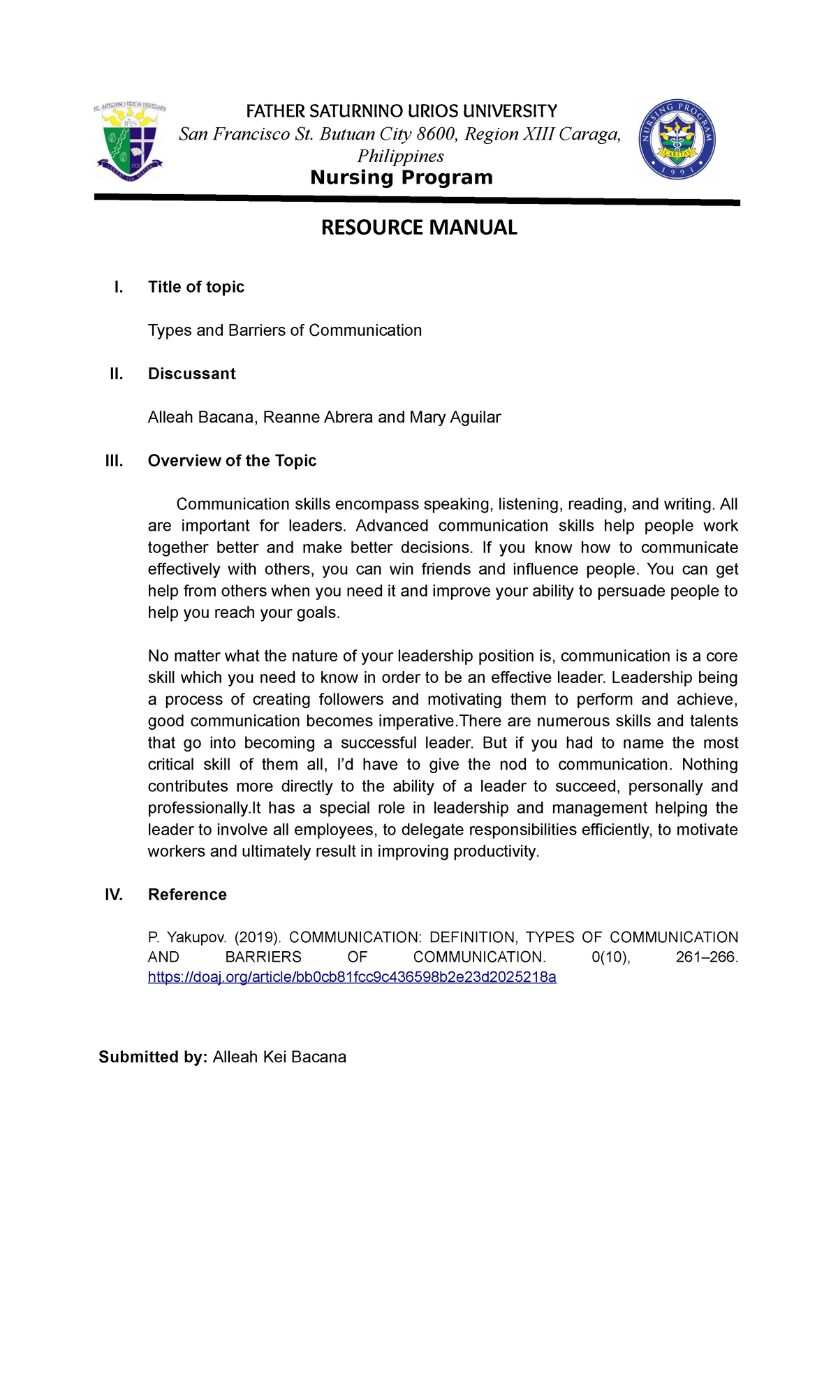 Resource- Manual 2 Copar - FATHER SATURNINO URIOS UNIVERSITY San ...