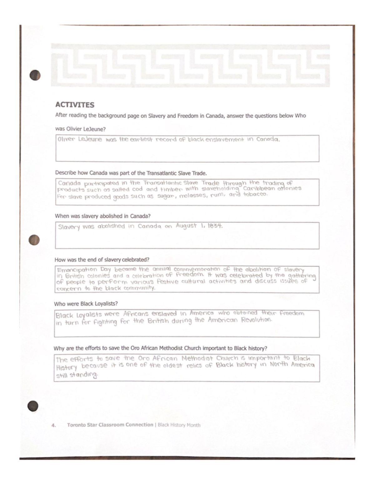 BHM Slavery Worksheets - Studocu