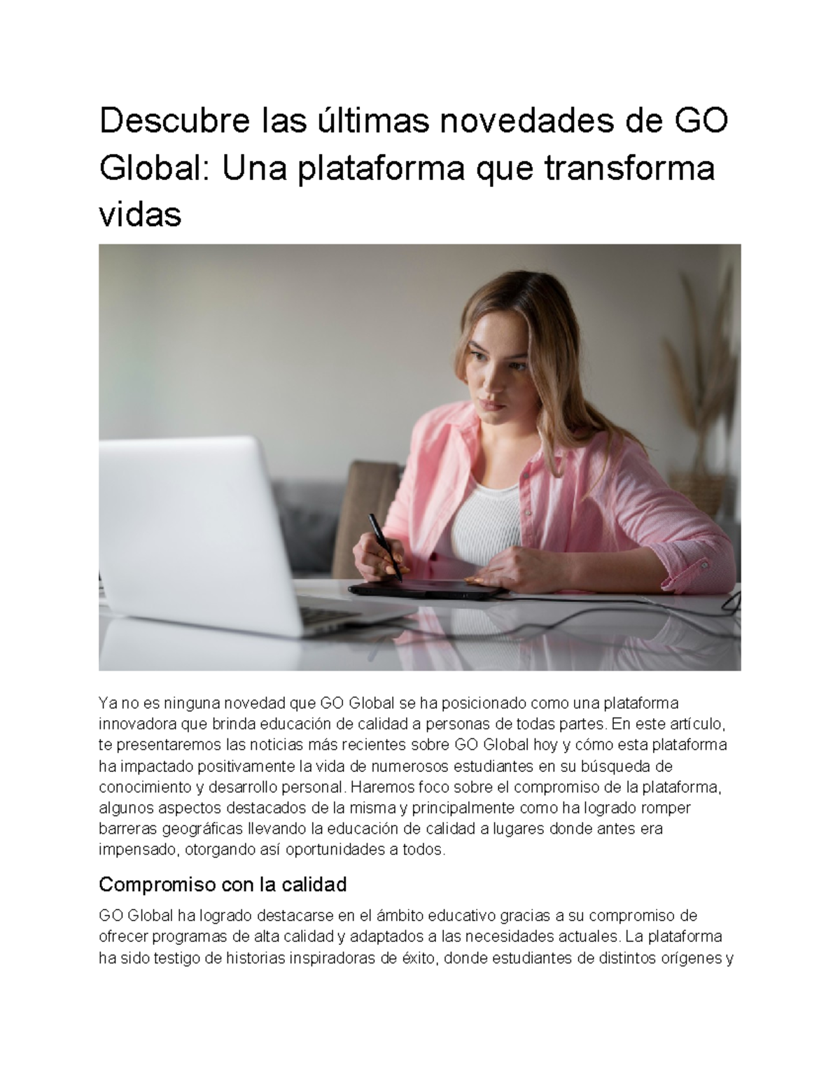 Descubre las últimas novedades de GO Global: Una plataforma que transforma vidas - En este ...