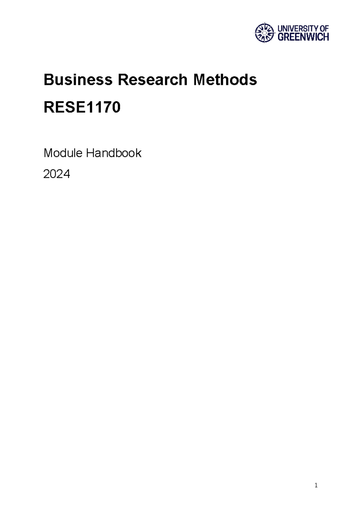 Module Handbook 2023-24 - Business Research Methods - Business Research Methods RESE Module ...