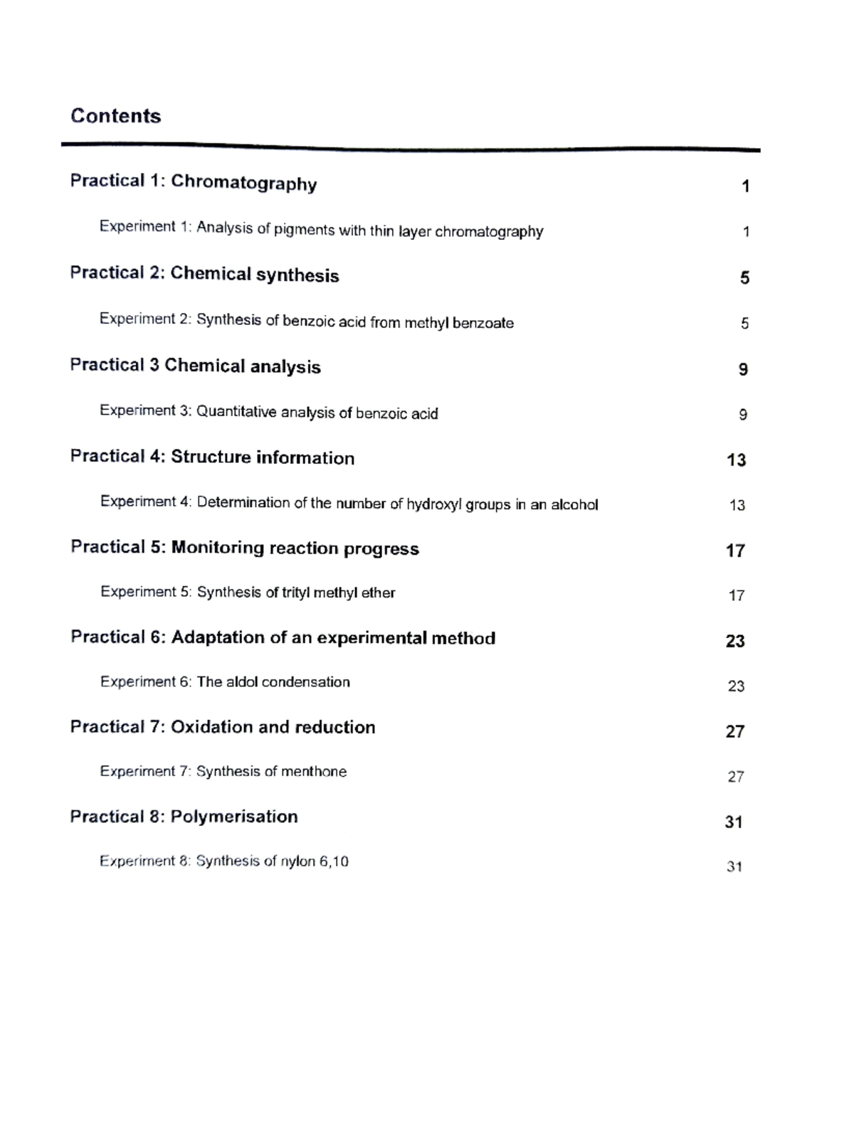 NCHE 121 report book - Used for recording results - Contents Practical ...