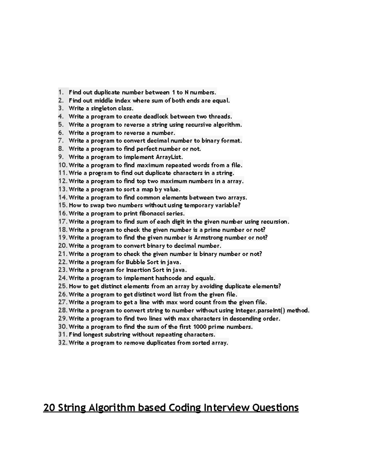 269544344 Java Questions Find Out Duplicate Number Between 1 To N Numbers Find Out Middle