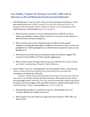 CS Chapter 15 - Case study - Case Studies, Chapter 15, Nursing Care of ...