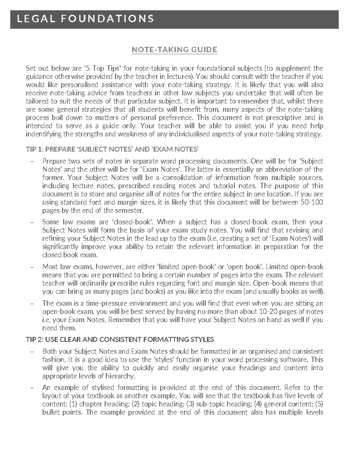 Guide for common law cases note taking - NOTE%GUIDE% Set$ out$ below ...
