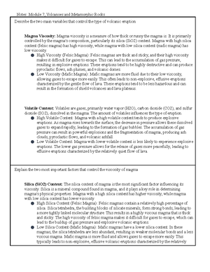Module 6 Igneous Rocks - Notes: Igneous Rocks Using the concept of the ...