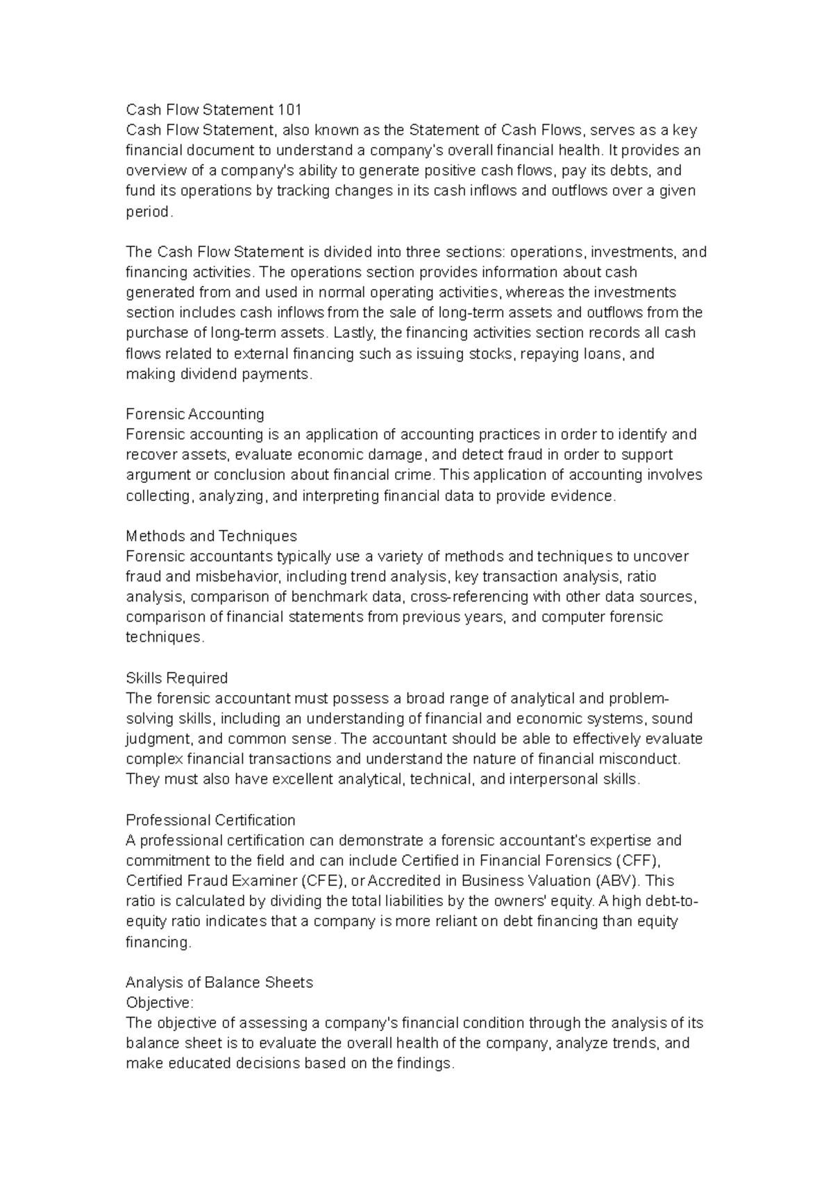 Accounting #2 - Comprehensive overview - Cash Flow Statement 101 Cash ...