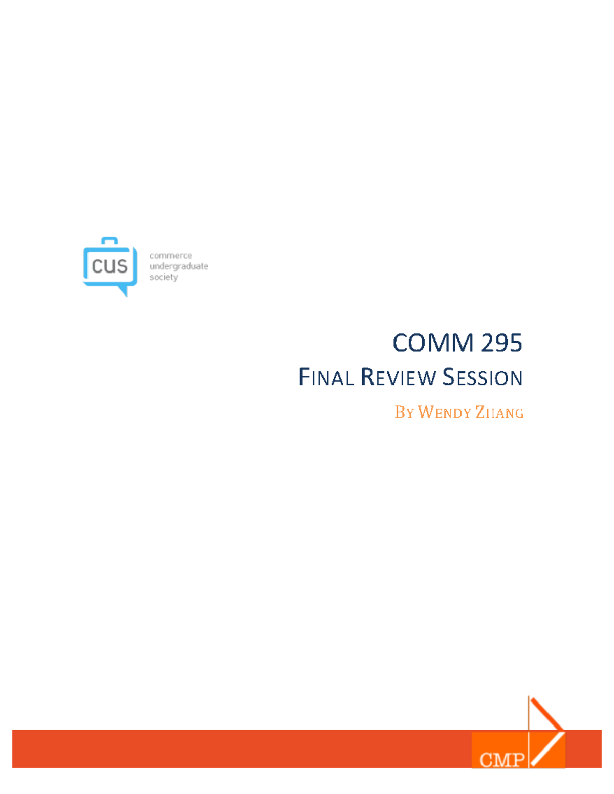 COMM 295 Final Review Session Review Package - business - Studocu