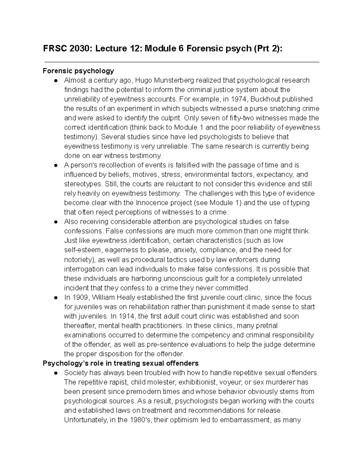 FRSC 2030 Lecture 12 Module 6 (Prt 2) - FRSC 2030: Lecture 12: Module 6 ...