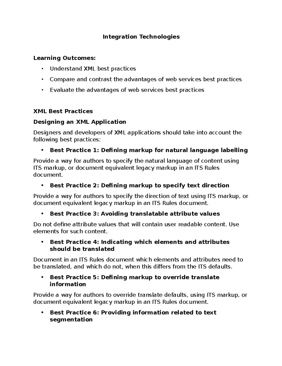 Integration Technologies - Integration Technologies Learning Outcomes ...