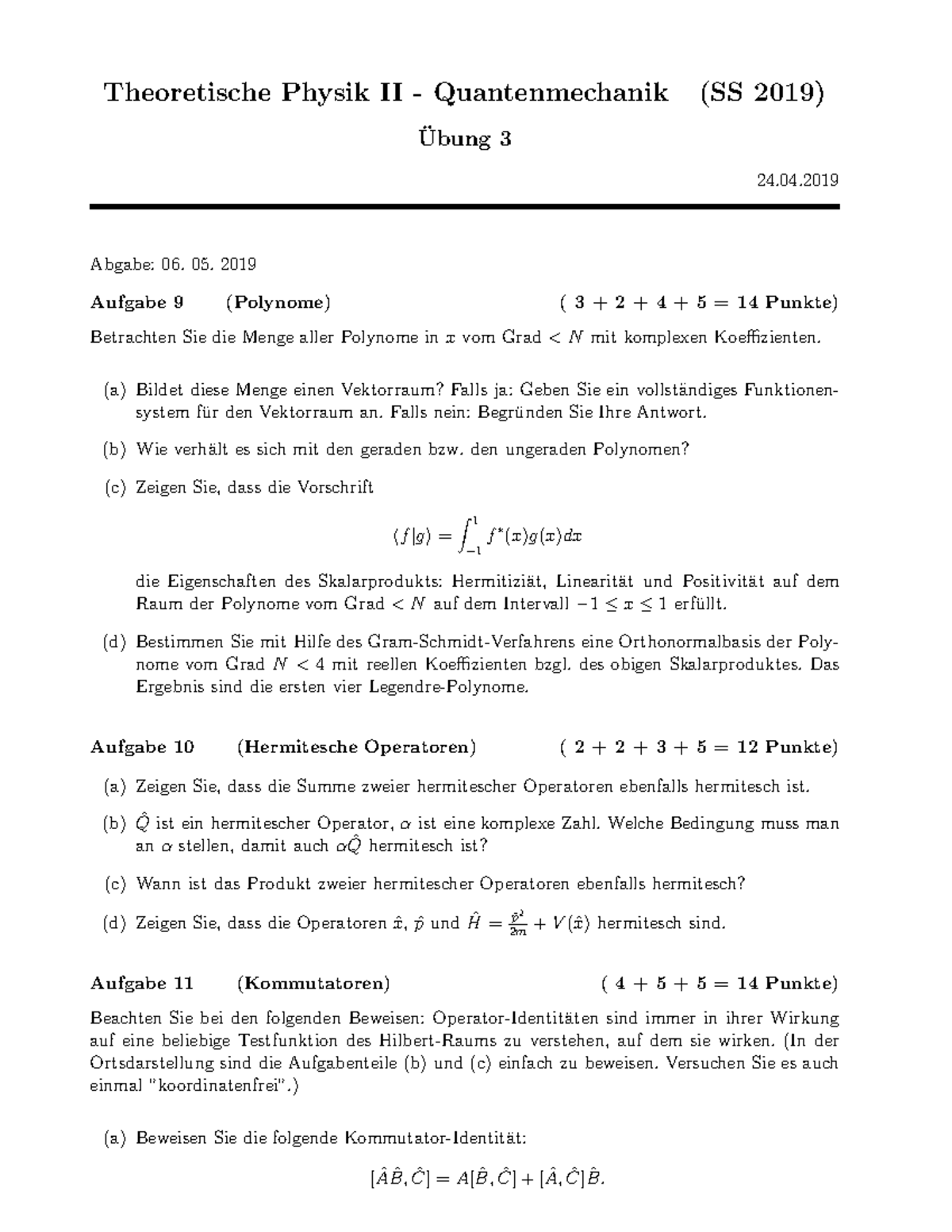 Theo2üb3 - Theo II Übung 3 SoSe19 Pfannkuche - Theoretische Physik II ...