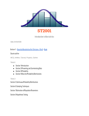 ST2001 Tutorials 2021-22 - Tutorial Worksheets TW. ST2001 Introduction to Biostatistics Tutorial ...
