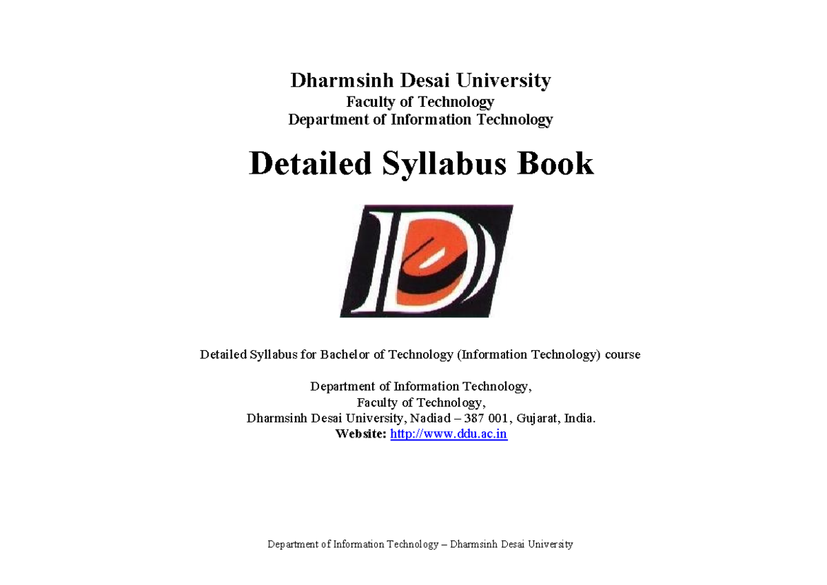 I.T B.Tech CBCS Scheme for 1-8 Sem Syllabus book 2016 2020 - Dharmsinh Desai University Faculty ...