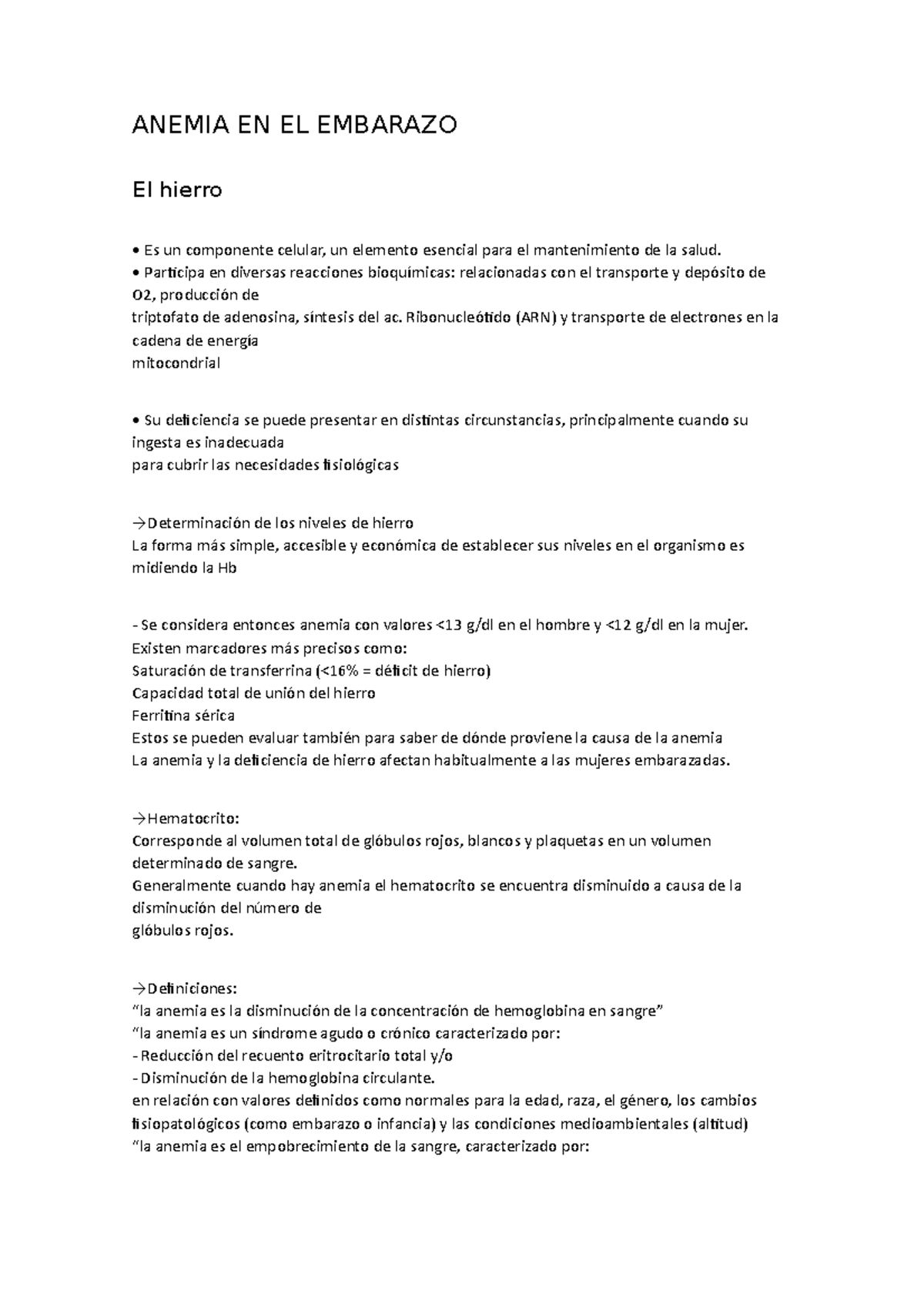 Anemia EN EL Embarazo - ANEMIA EN EL EMBARAZO El hierro Es un ...