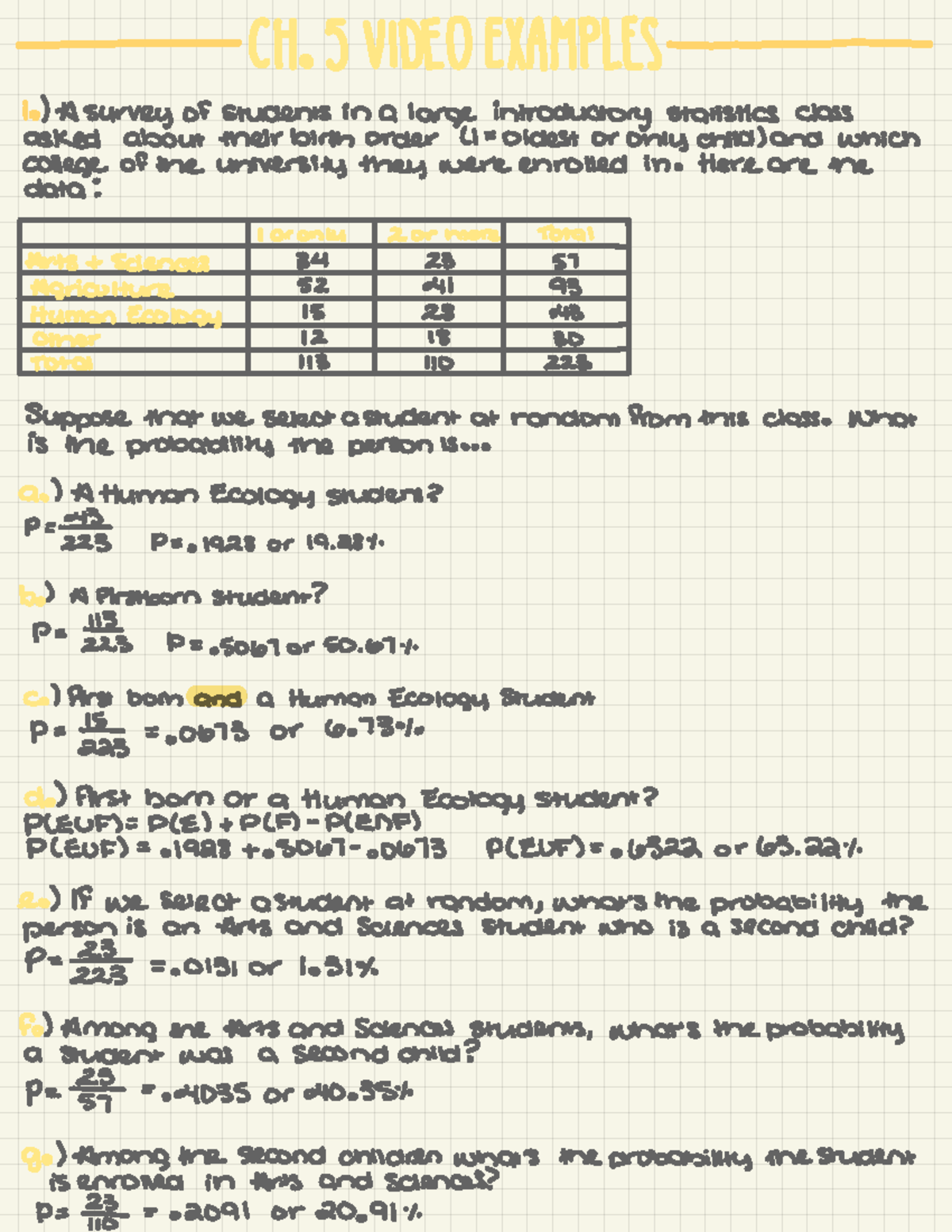 Statistics Ch. 5 Examples - CH. 5 VIDEO EXAMPLES ####### b) A survey of ...
