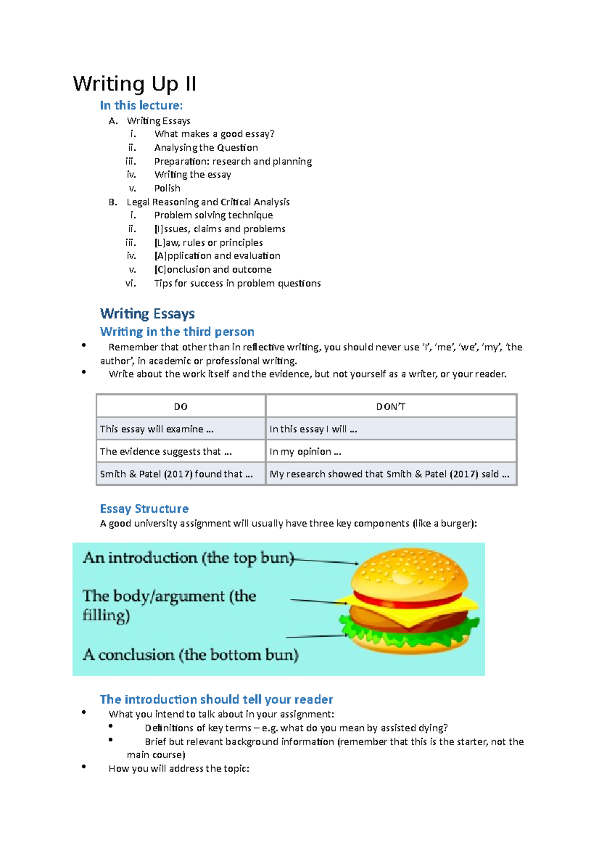 Writing Up II Lecture 6 - Writing Up II In this lecture: A. Writing ...