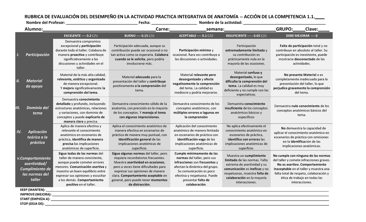 Calificación API - RUBRICA DE EVALUACIÓN DEL DESEMPEÑO EN LA ACTIVIDAD ...