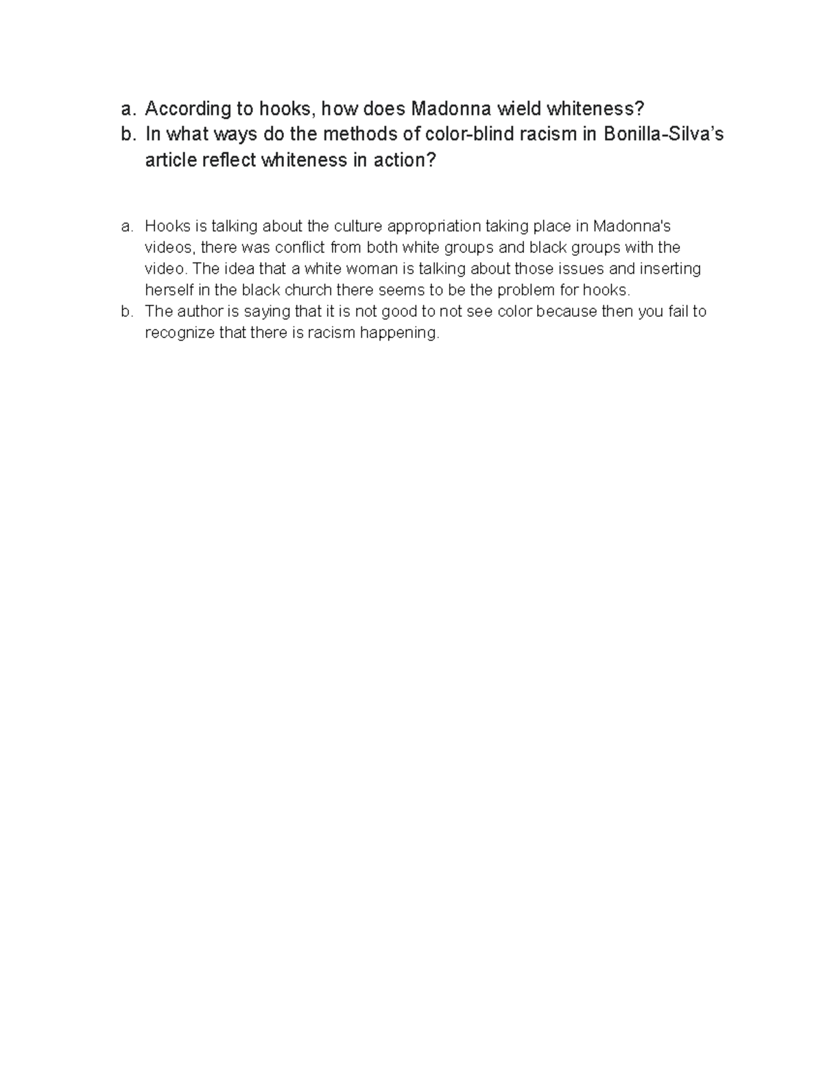 Week 6 Reading Response - a. According to hooks, how does Madonna wield ...