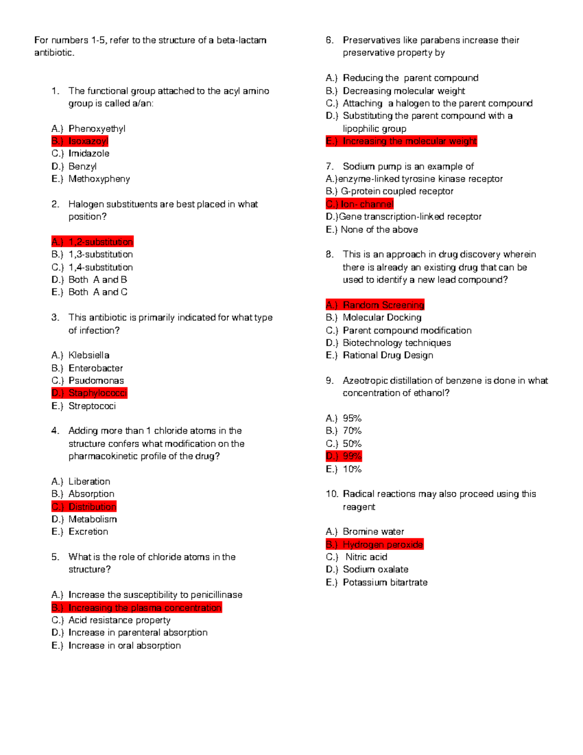 PCO Organic Pharmaceutical Chemistry violet pacop - For numbers 1-5 ...