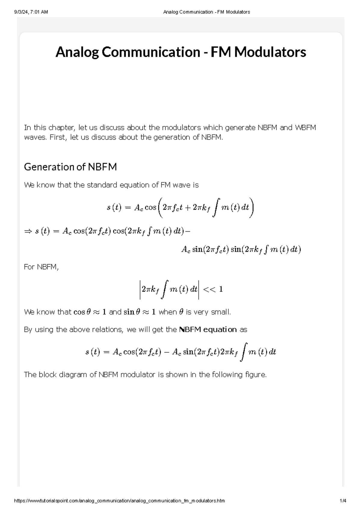 Analog Communication - FM Modulators - First, let us discuss about the ...