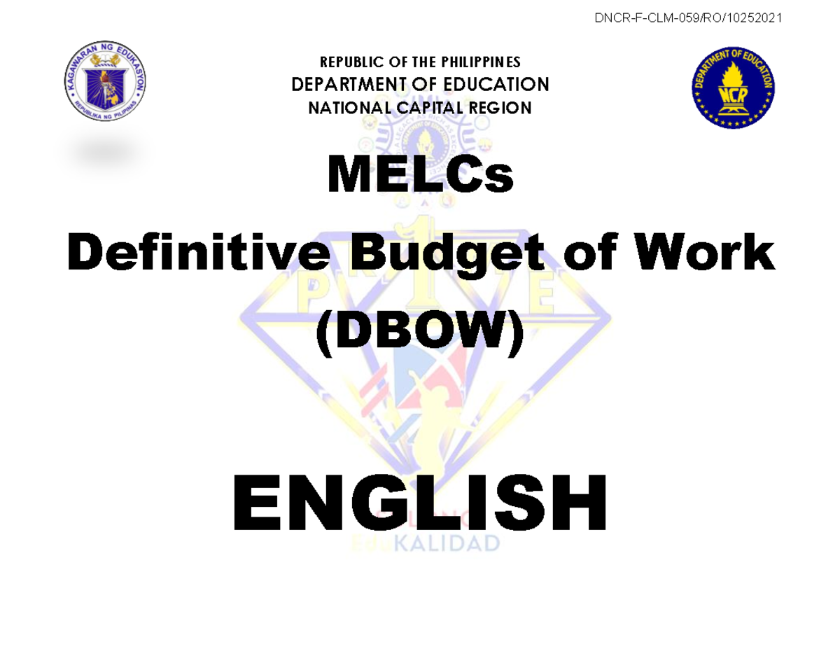 English-DBOW - QUARTERLY DBOW FOR GRADES 1-6 - REPUBLIC OF THE ...