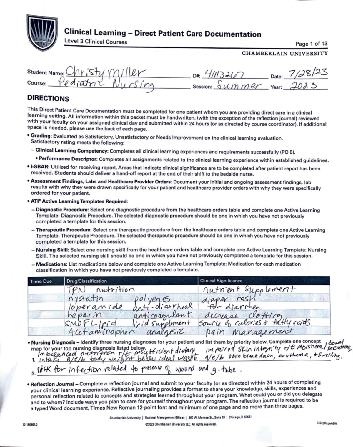 Peds DPCD 2 - peds level 3 direct patient care document - Level 3 ...