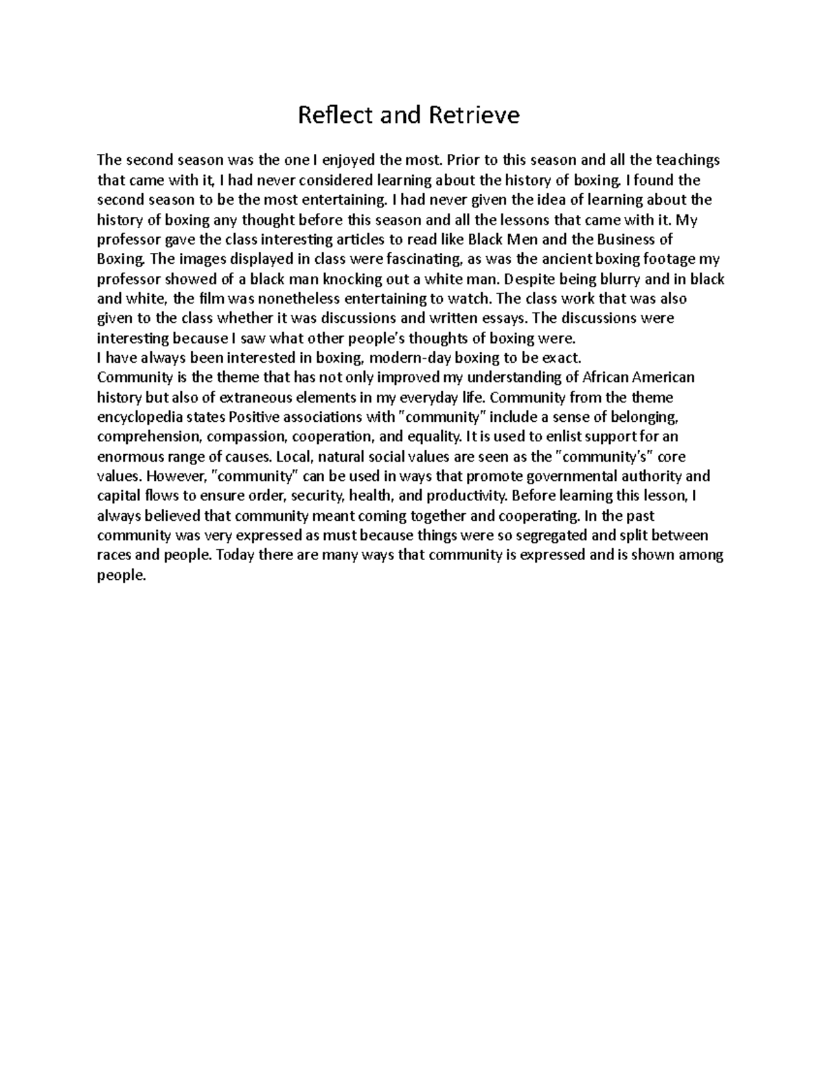 Reflect - the study of african american - Reflect and Retrieve The ...