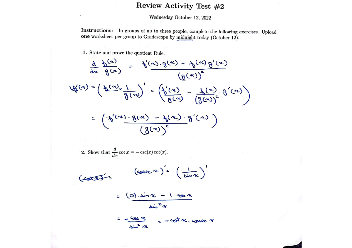 Calc 1 - activity test - MAC2311 - Studocu