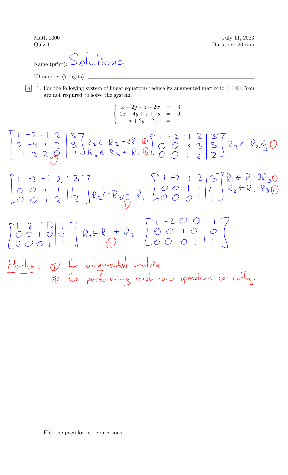Math1300Quiz1Tuesday Solutions - Math 1300 July 11, 2023 Quiz 1 ...