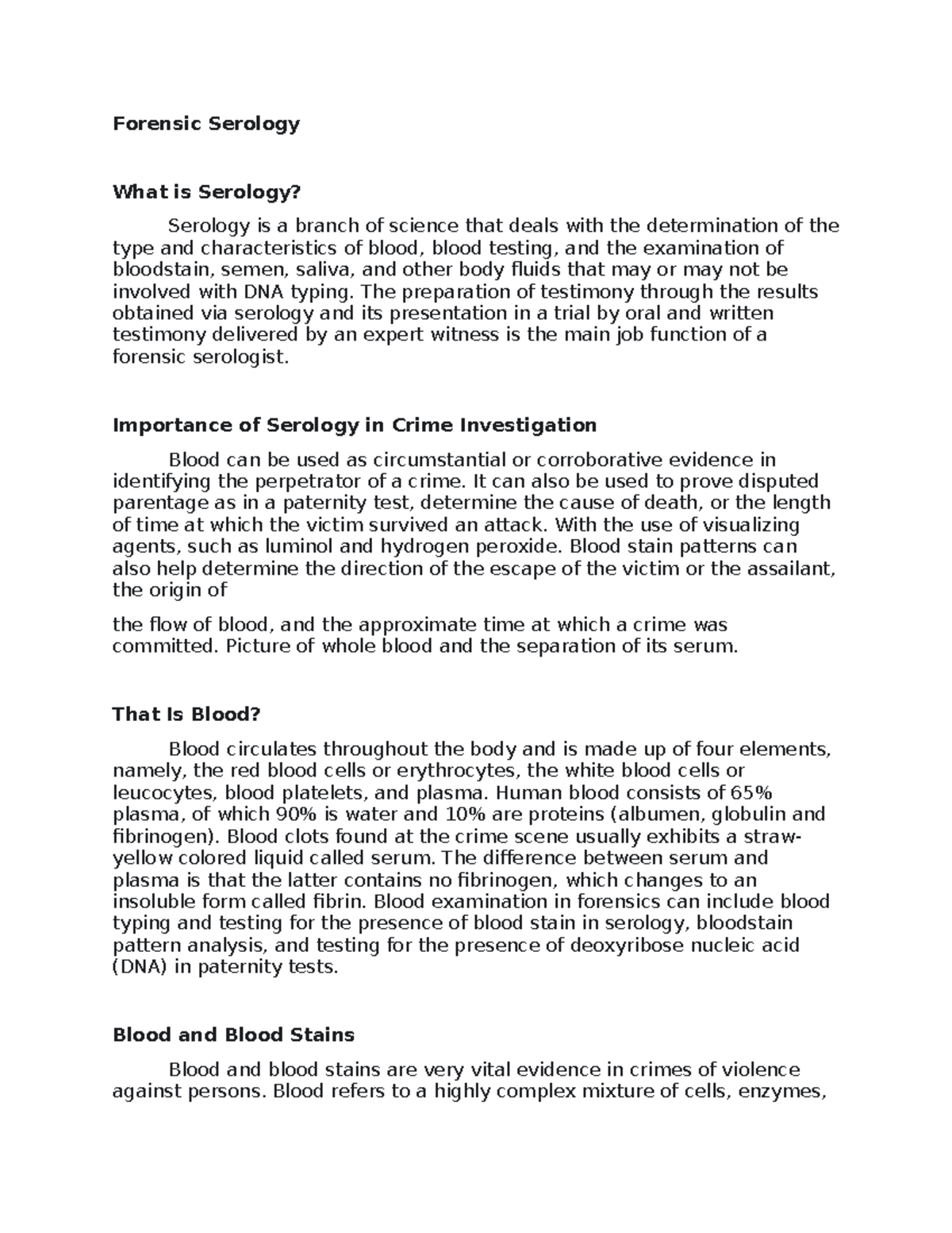 Forensic-Analysis - none - Forensic Serology What is Serology? Serology ...