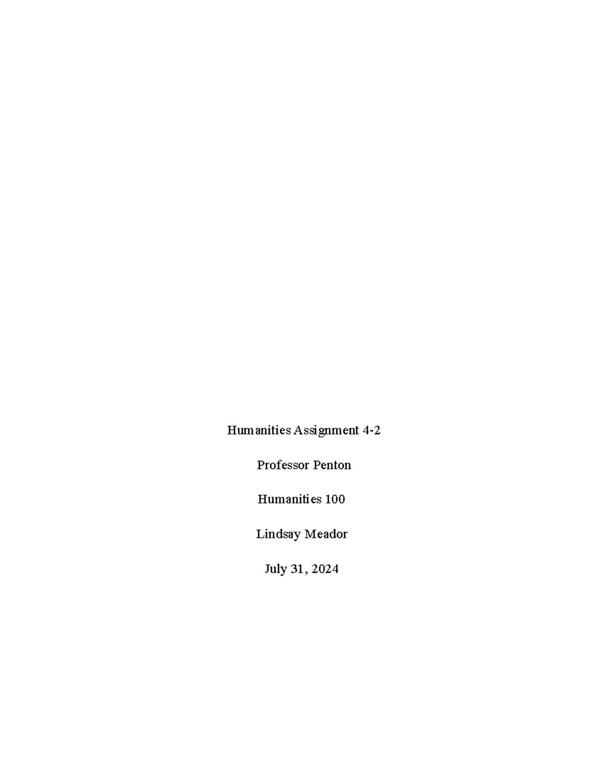 Humanities assignment 4-2 done - Humanities Assignment 4- Professor ...
