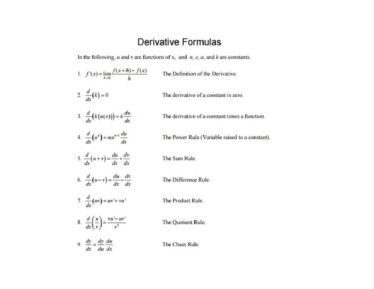 Matrulesforseries - Mat rules for series summary review Important ...