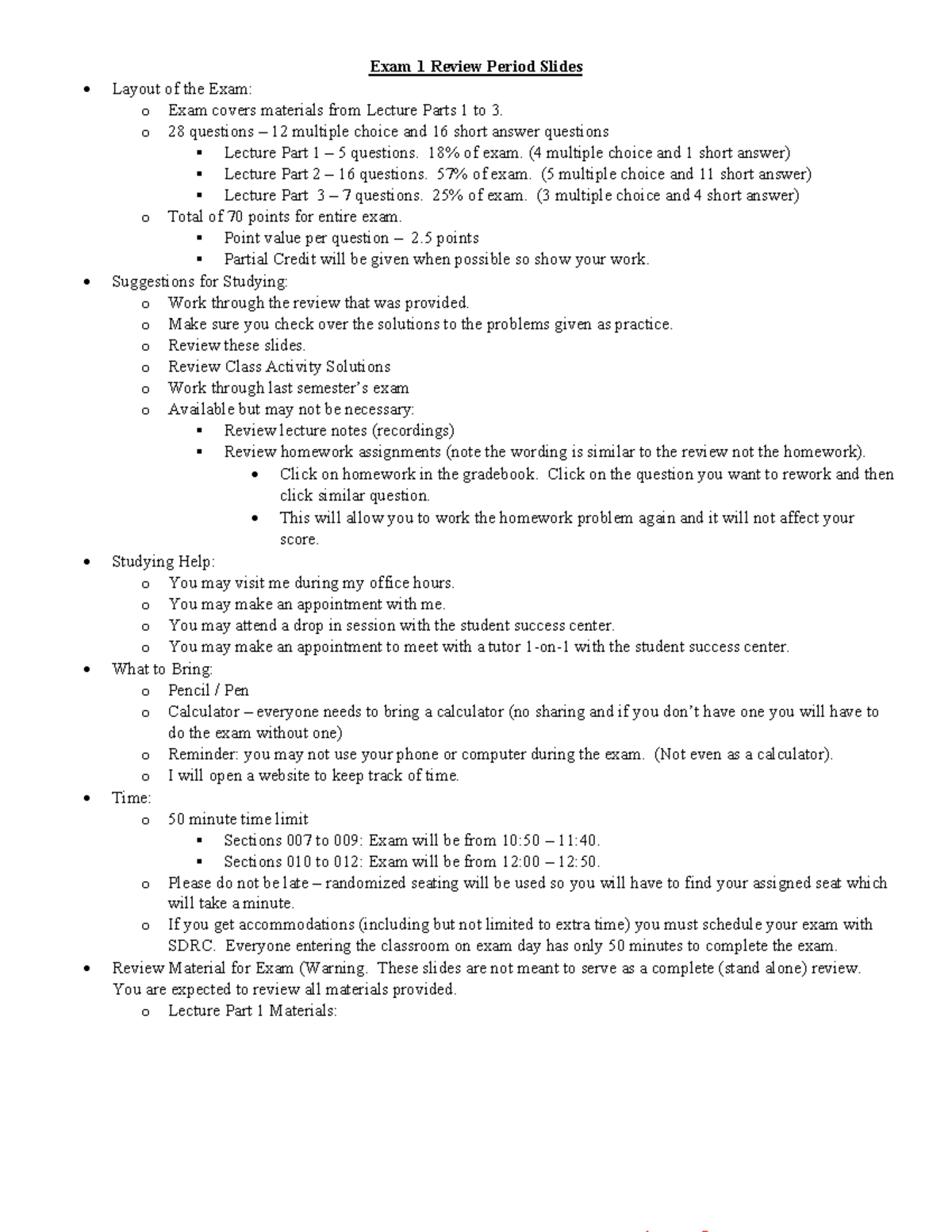 Exam 1 Review Period Slides - Exam 1 Review Period Slides Layout of the ...