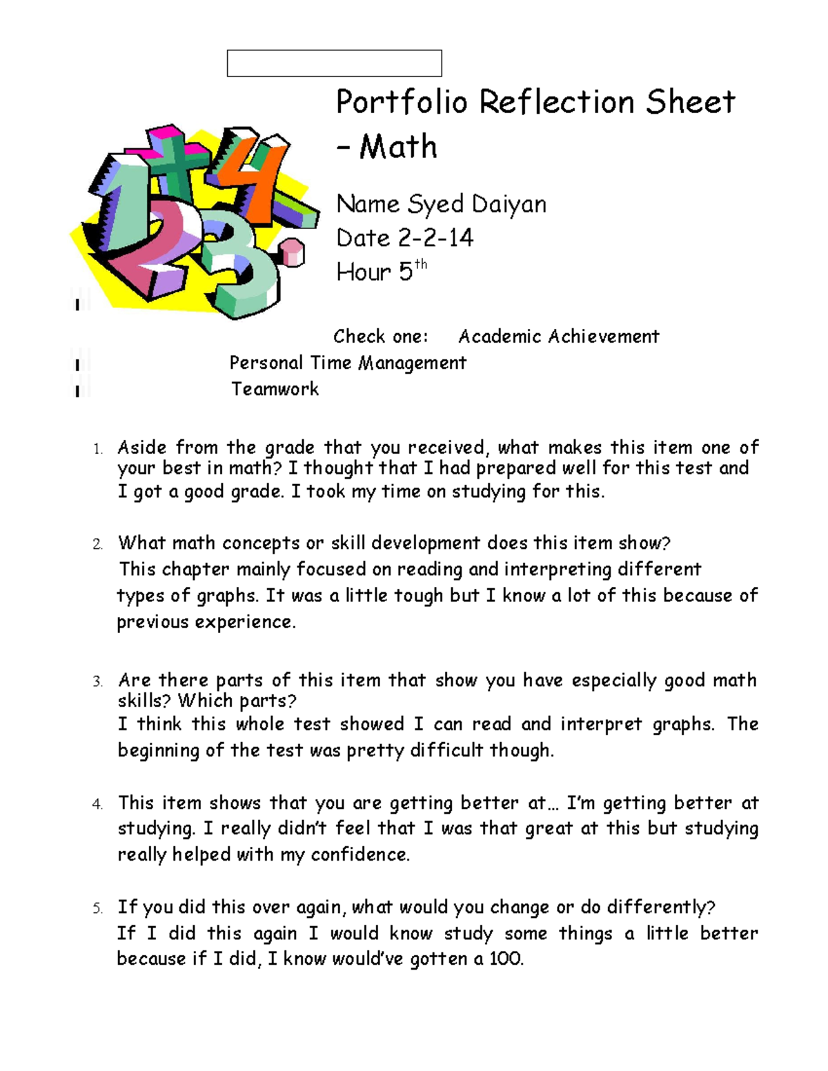 204130714-math - Hshsh hshh Hshsh - Portfolio Reflection Sheet – Math ...