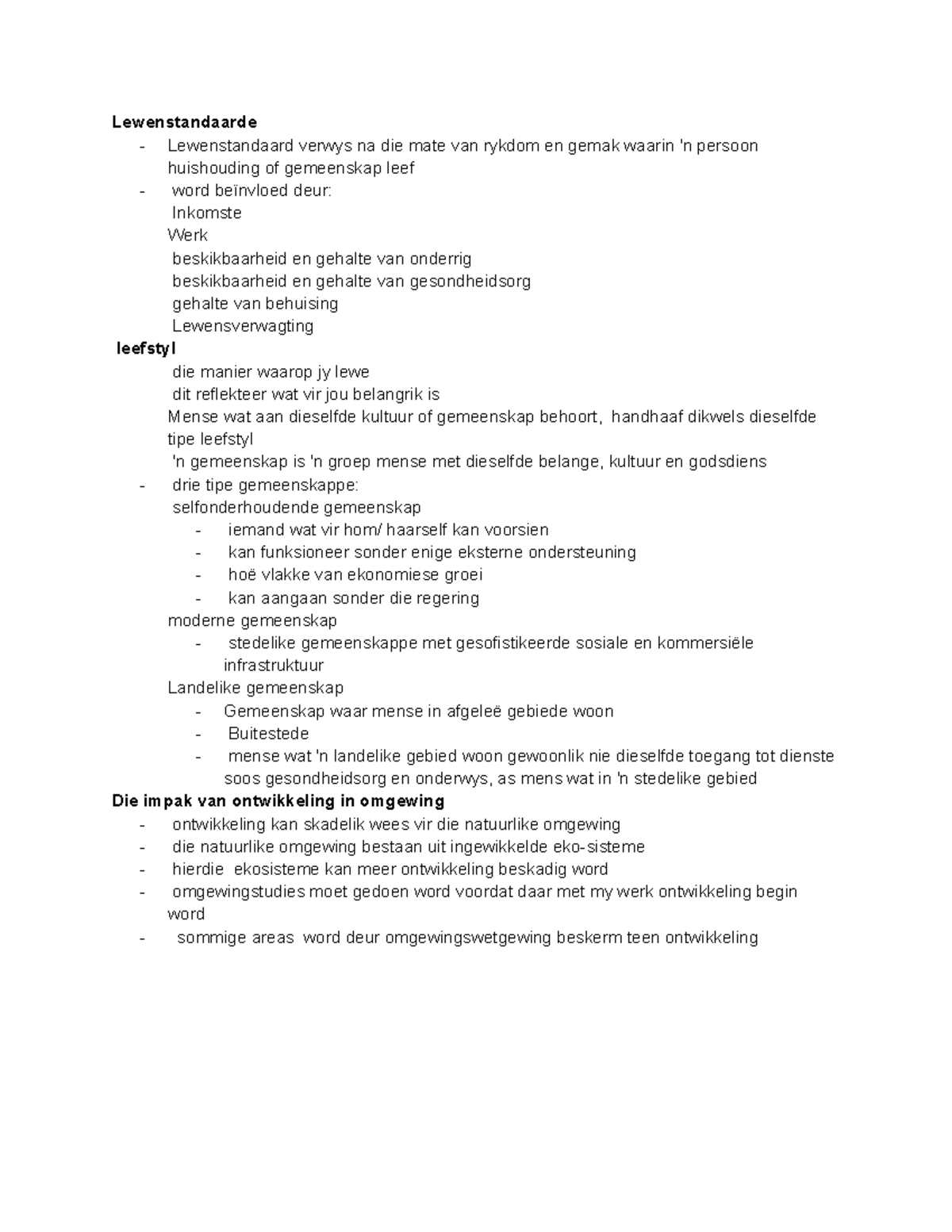 Graad 9 Ekonomiesbestuurswetenskap opsommings - Lewenstandaarde ...