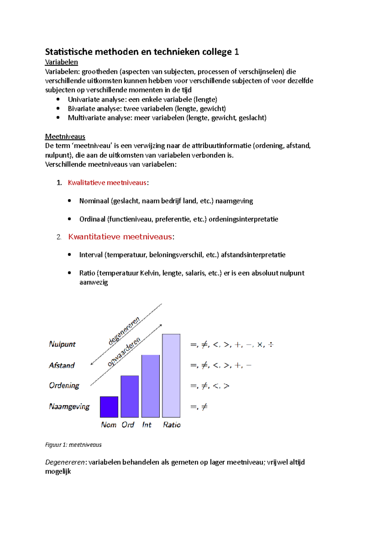 Statistische methoden en technieken - Verschillende meetniveaus van ...