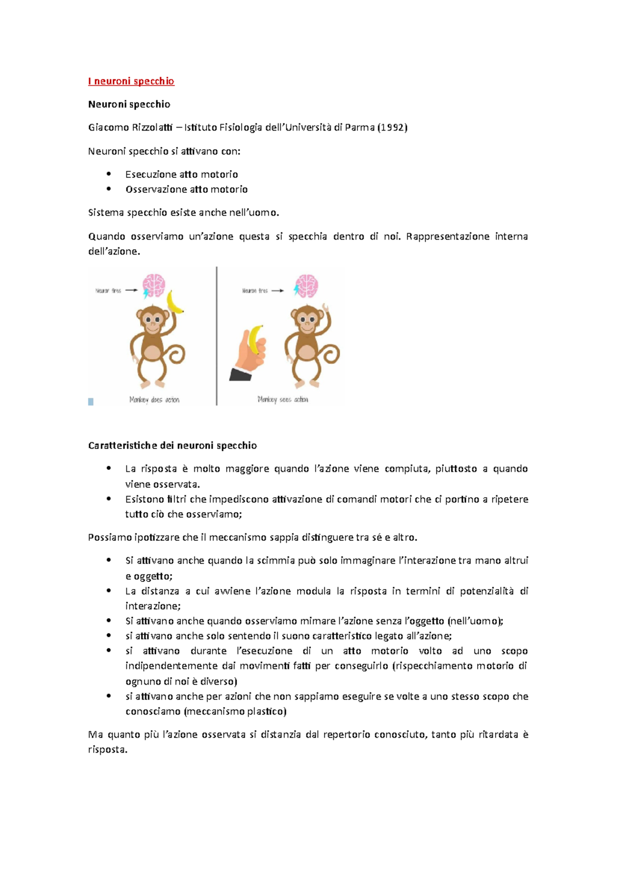 I neuroni specchio e la teoria della simulazione incarnata - I neuroni ...