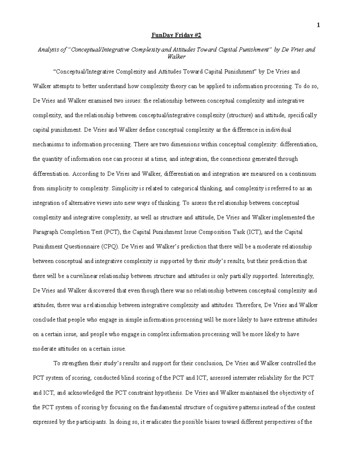 Sample assignment 1 - 1 FunDay Friday # Analysis of “Conceptual ...