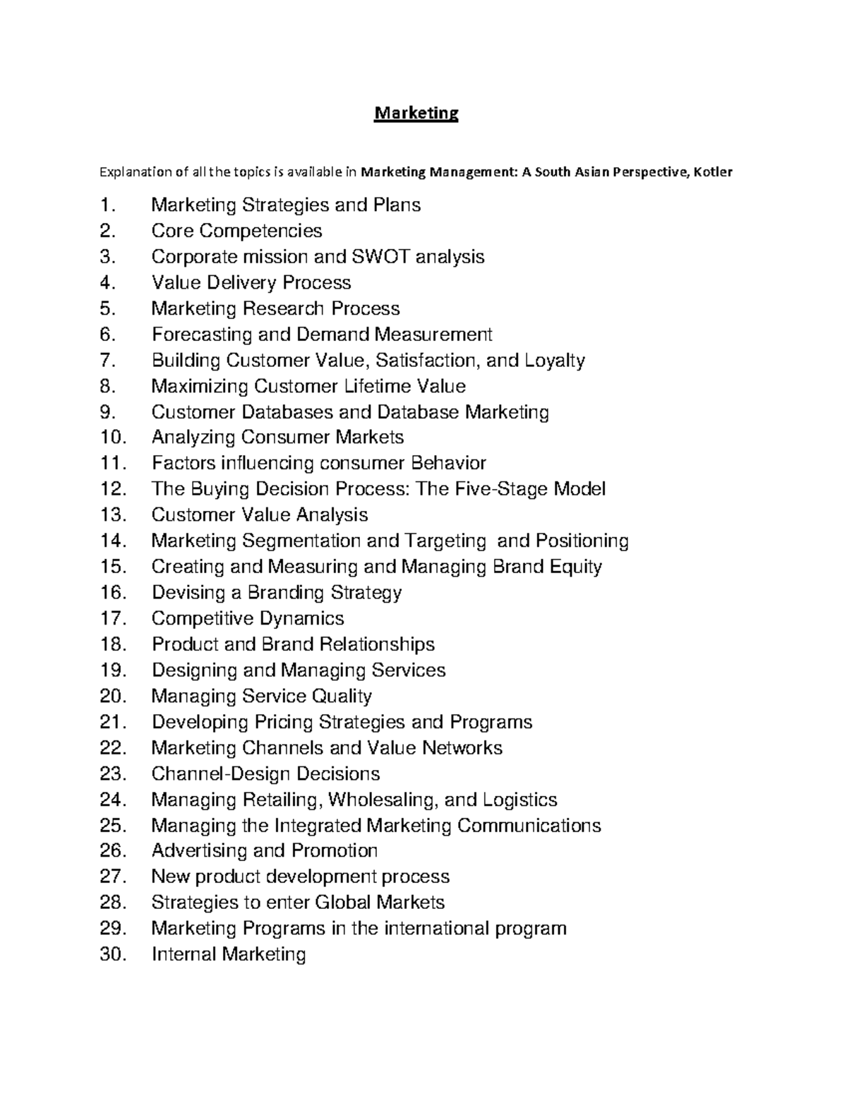 Marketing - Abc - Marketing Explanation of all the topics is available ...